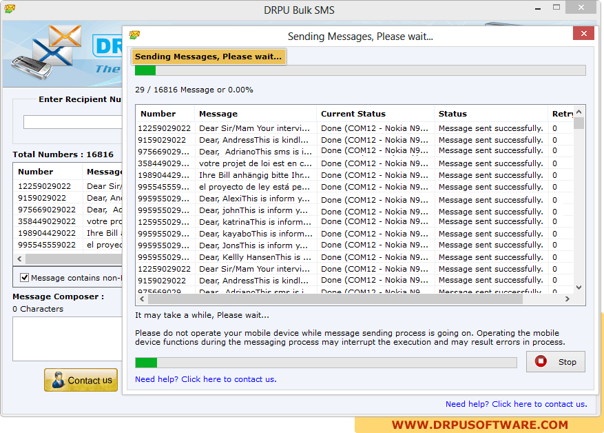 Screenshots of DRPU Bulk SMS – GSM software to send group of messages Screenshots of DRPU Bulk SMS – GSM software to send group of messages