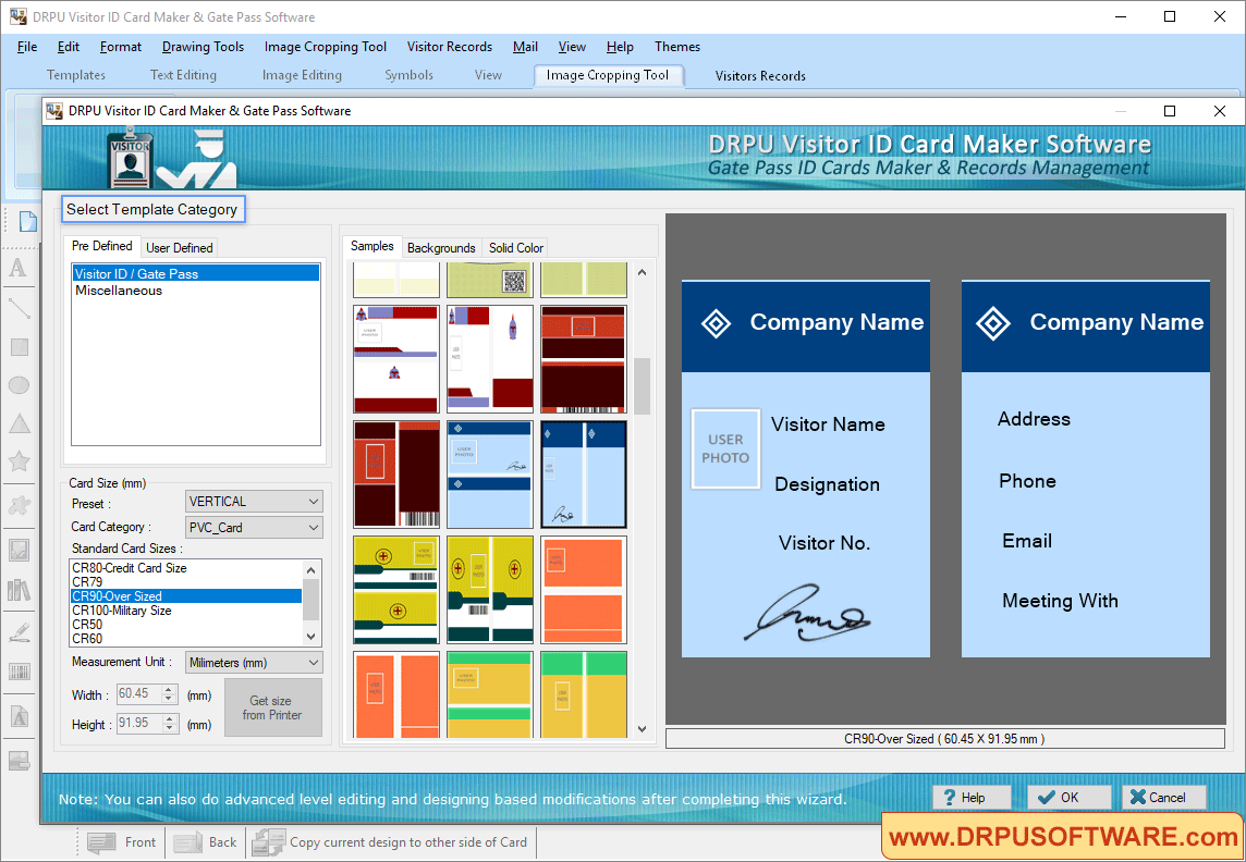 Screenshots of DRPU Gate Pass ID Cards Maker & Visitors Management Software